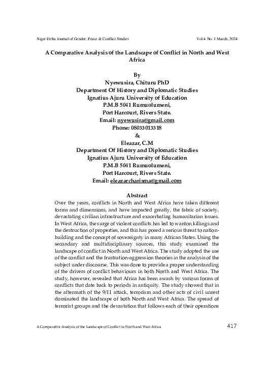 (PDF) A Comparative Analysis of the Landscape of Conflict in North and ...