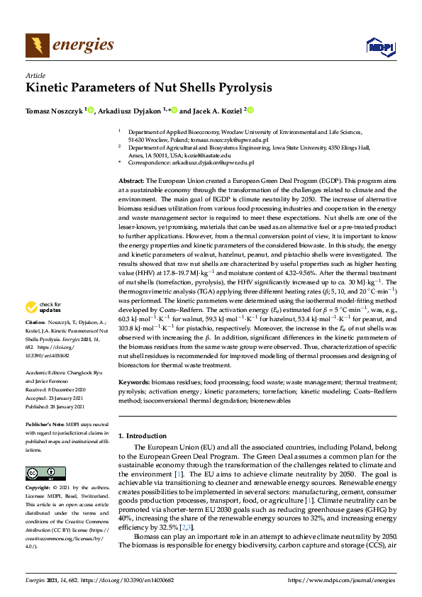 (PDF) Kinetic Parameters of Nut Shells Pyrolysis
