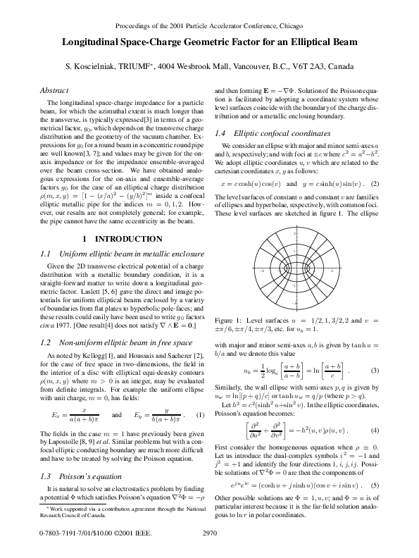 (PDF) Longitudinal space-charge geometric factor for an elliptical beam