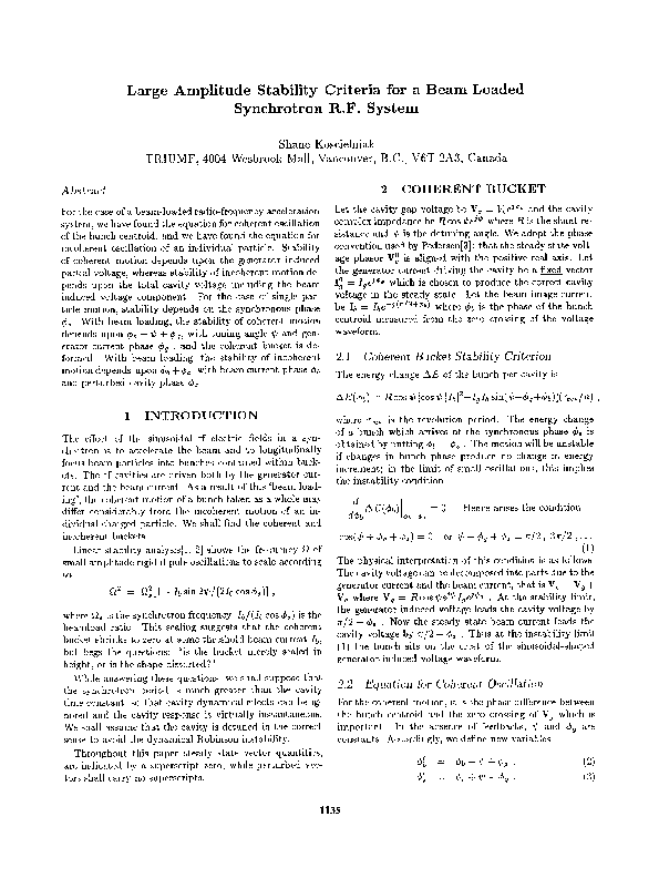 (PDF) Large amplitude stability criteria for a beam loaded synchrotron ...