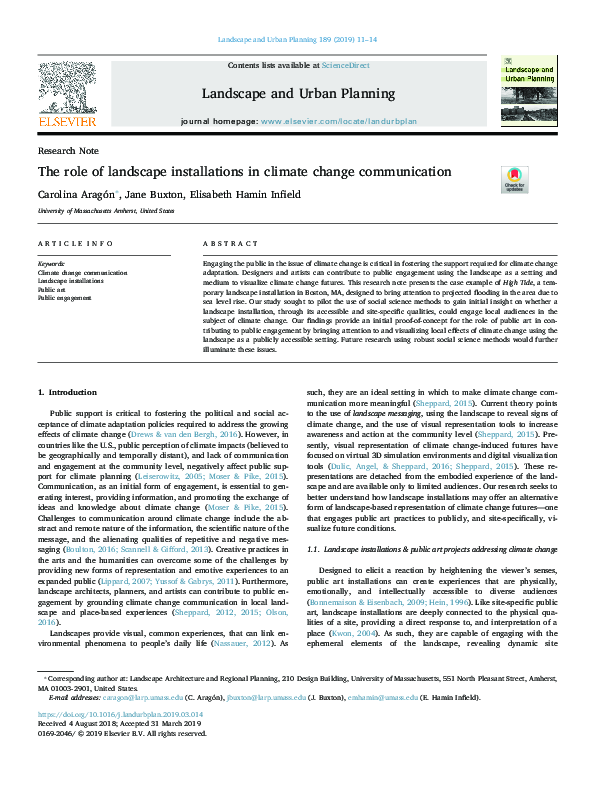 (PDF) The role of landscape installations in climate change communication