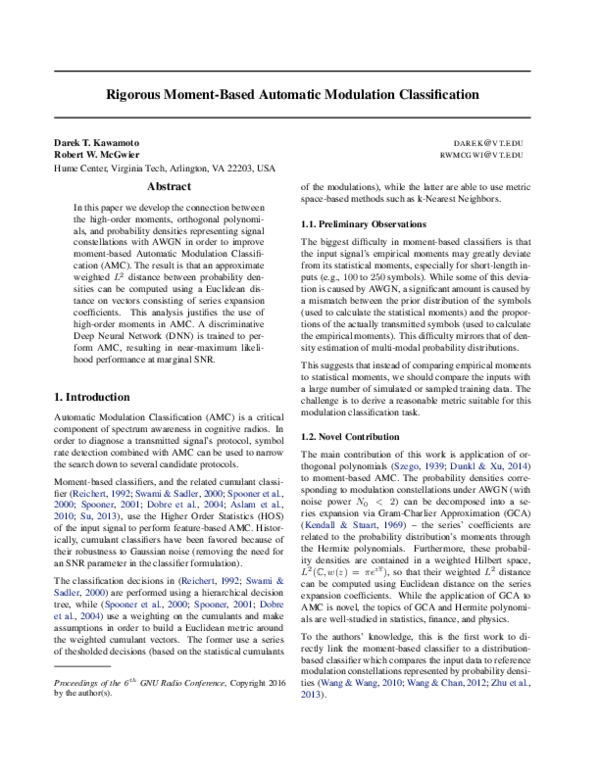 (PDF) Rigorous Moment-Based Automatic Modulation Classification