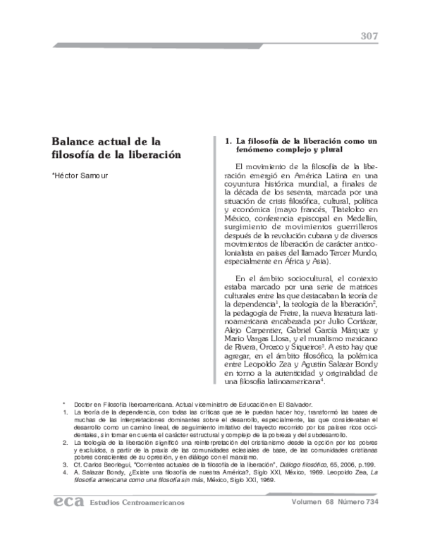 (PDF) Balance actual de la filosofía de la liberación