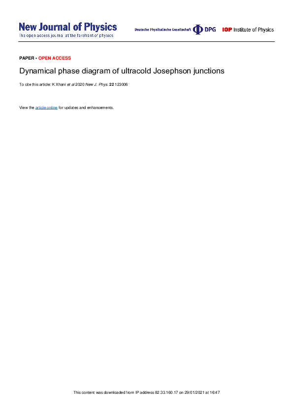 (PDF) Dynamical phase diagram of ultracold Josephson junctions