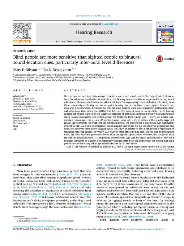 (PDF) Blind people are more sensitive than sighted people to binaural ...