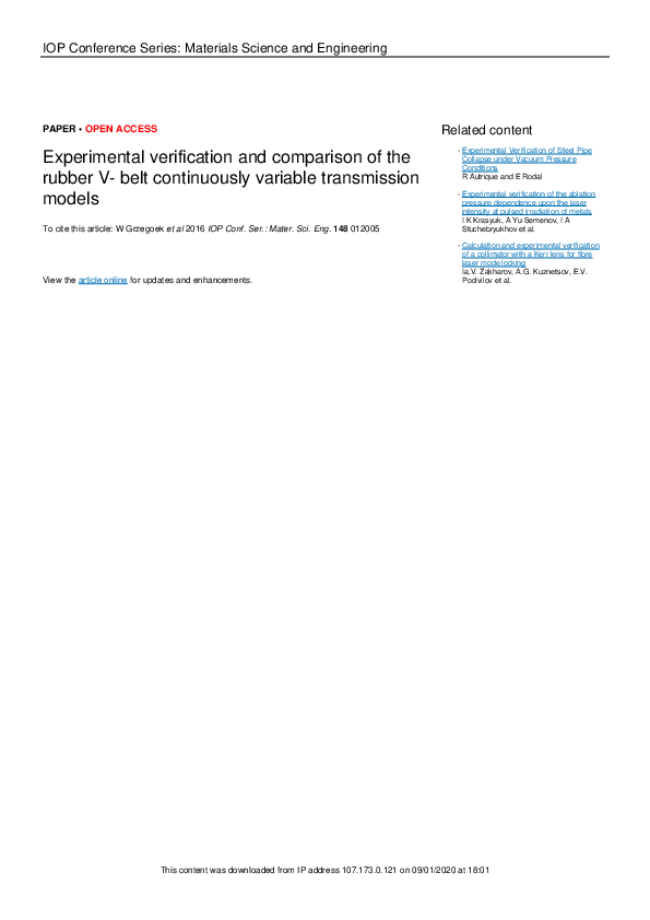 (PDF) Experimental verification and comparison of the rubber V- belt ...