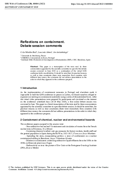 (PDF) Reflections on containment