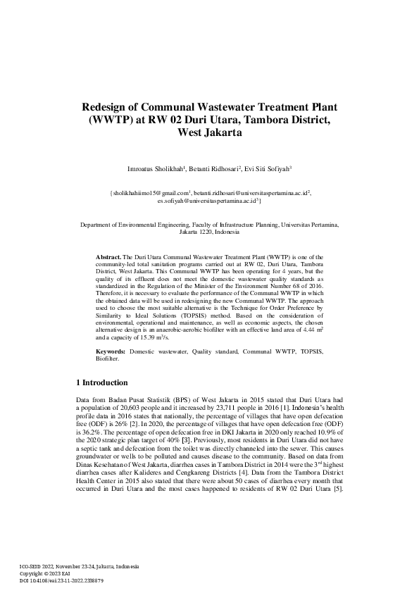 (PDF) Redesign of Communal Wastewater Treatment Plant (WWTP) at RW 02 ...