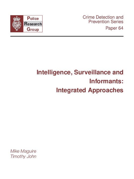 (PDF) Intelligence, surveillance and informants: Integrated approaches