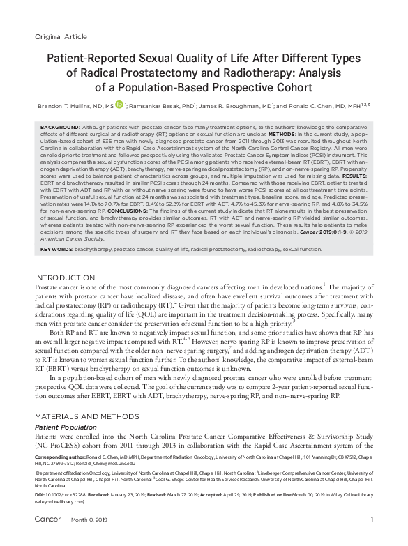 (PDF) Patient‐reported sexual quality of life after different types of ...