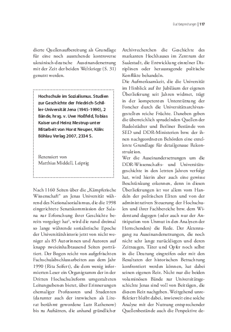 (PDF) Hochschule im Sozialismus. Studien zur Geschichte der Friedrich-Schiller-Universität Jena ...