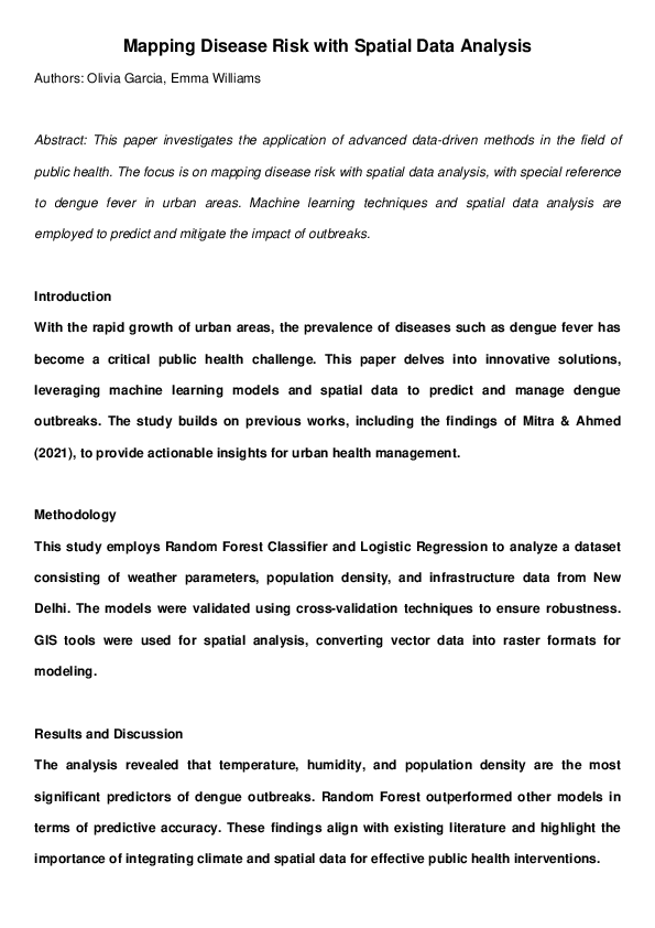 (PDF) Mapping Disease Risk with Spatial Data Analysis