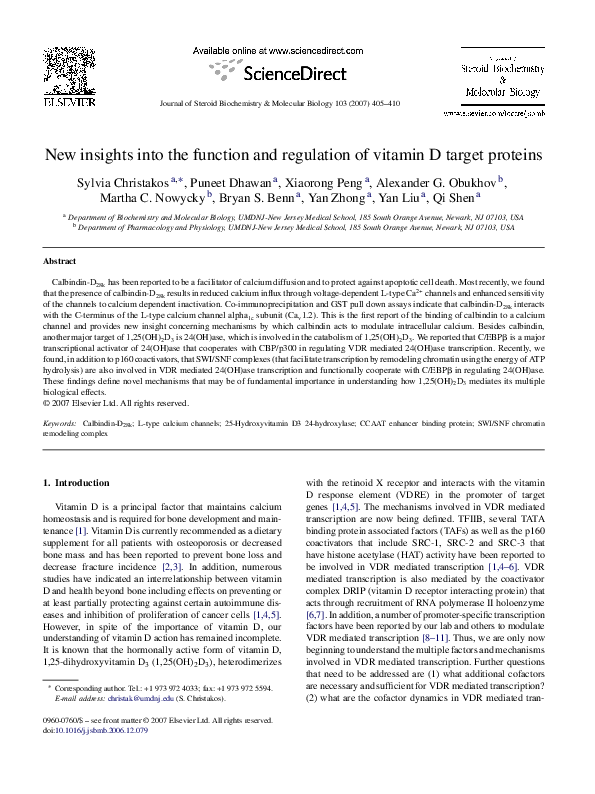 (PDF) New insights into the function and regulation of vitamin D target ...