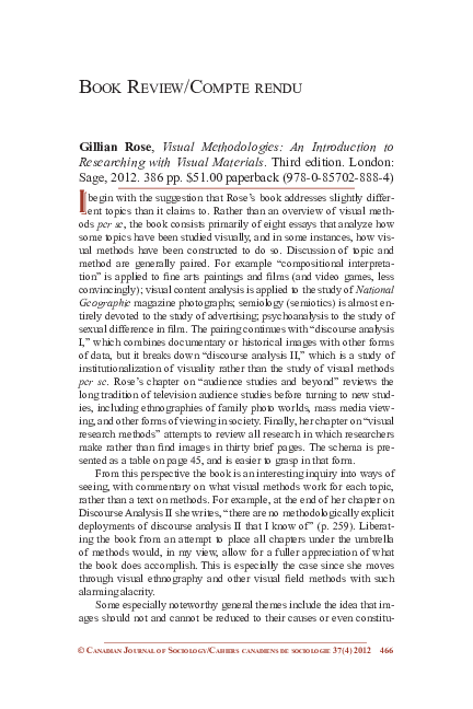(PDF) Gillian Rose, Visual Methodologies: An Introduction to ...