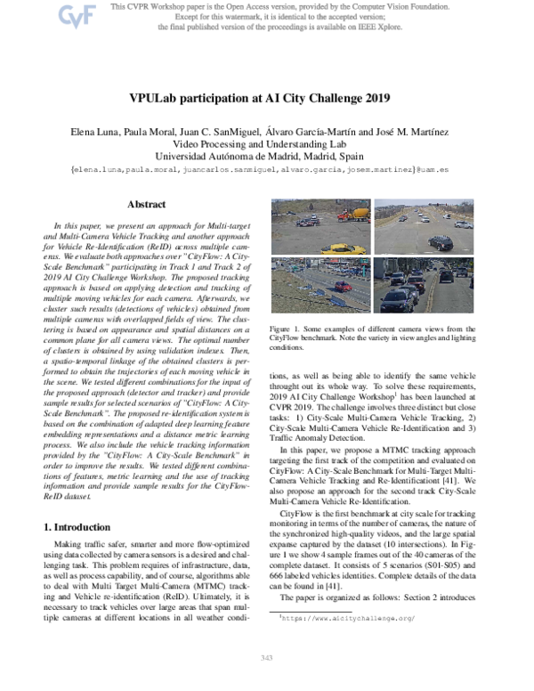 (PDF) VPULab participation at AI City Challenge 2019