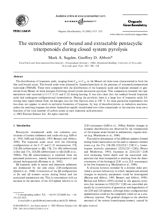 (PDF) The stereochemistry of bound and extractable pentacyclic ...