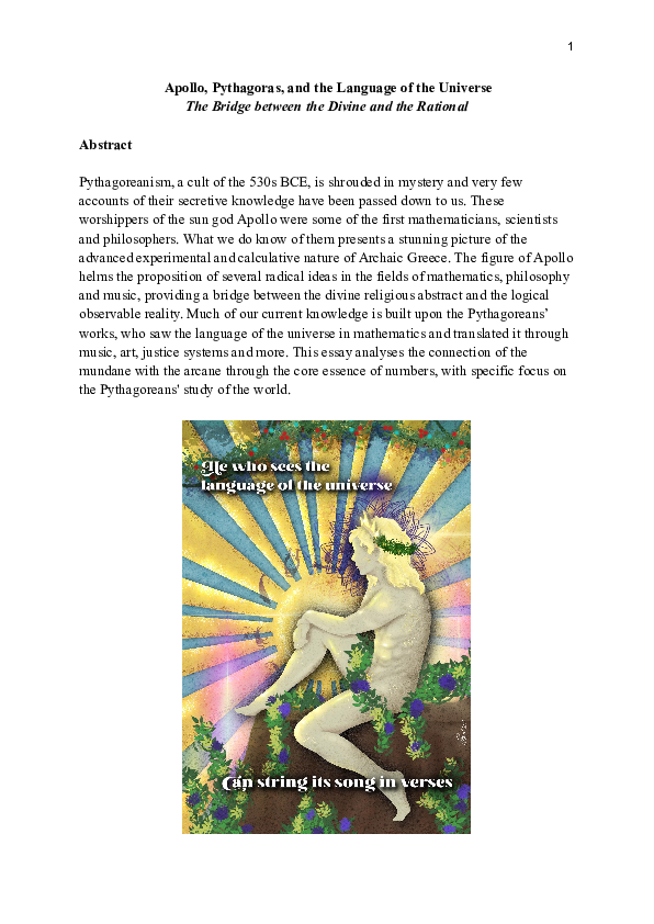 (PDF) Apollo, Pythagoras, and the Language of the Universe: The Bridge ...