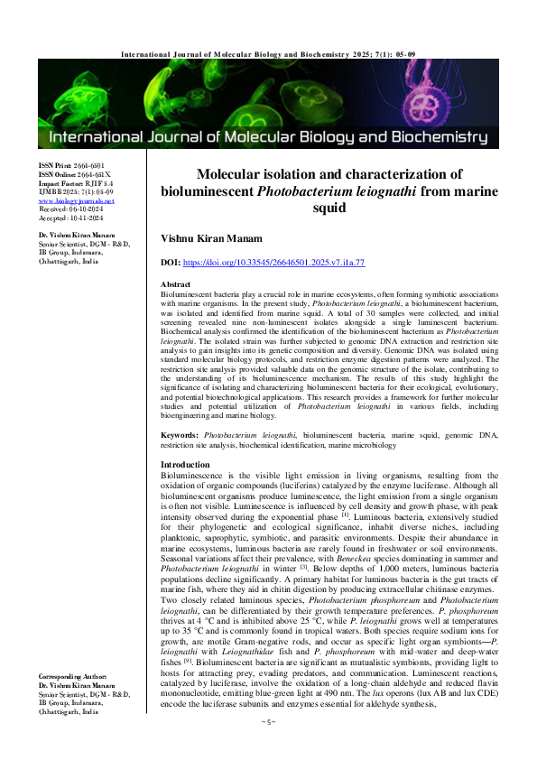 (PDF) Molecular isolation and characterization of bioluminescent ...