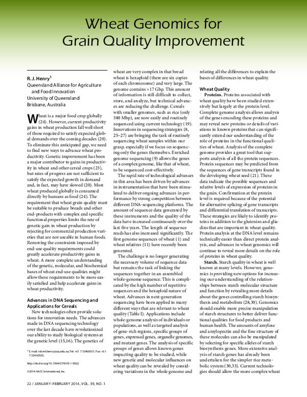 (PDF) Wheat Genomics for Grain Quality Improvement