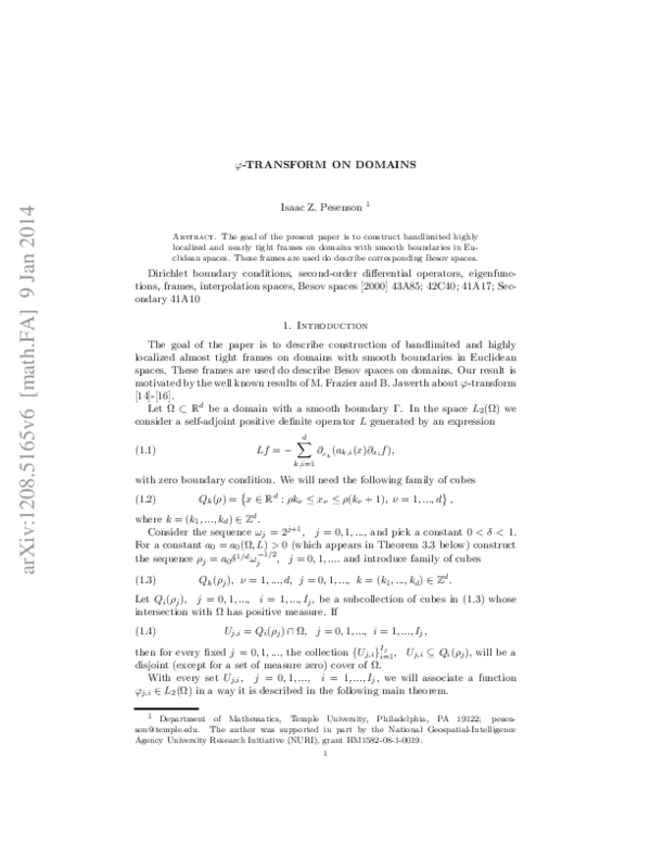 (PDF) Phi-transform on domains