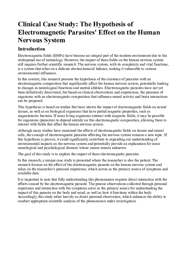 (PDF) Clinical Case Study: The Hypothesis of Electromagnetic Parasites ...