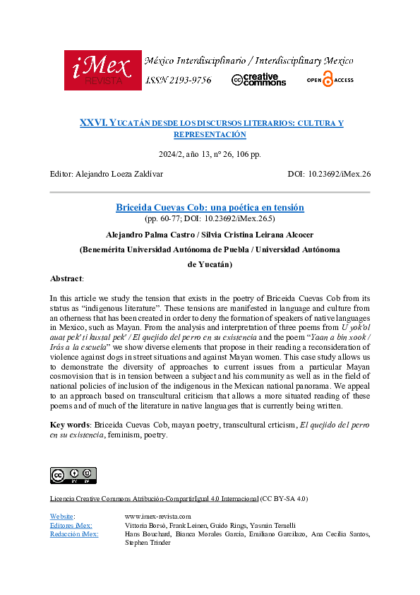 (PDF) Briceida Cuevas Cob: una poética en tension