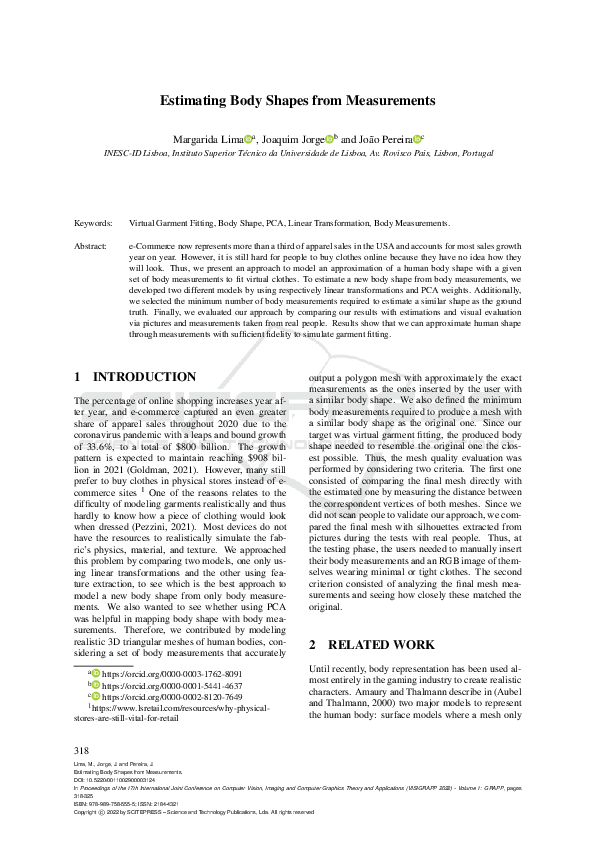 (PDF) Estimating Body Shapes from Measurements