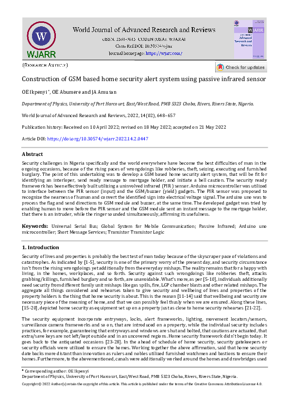(PDF) Construction of GSM based home security alert system using ...