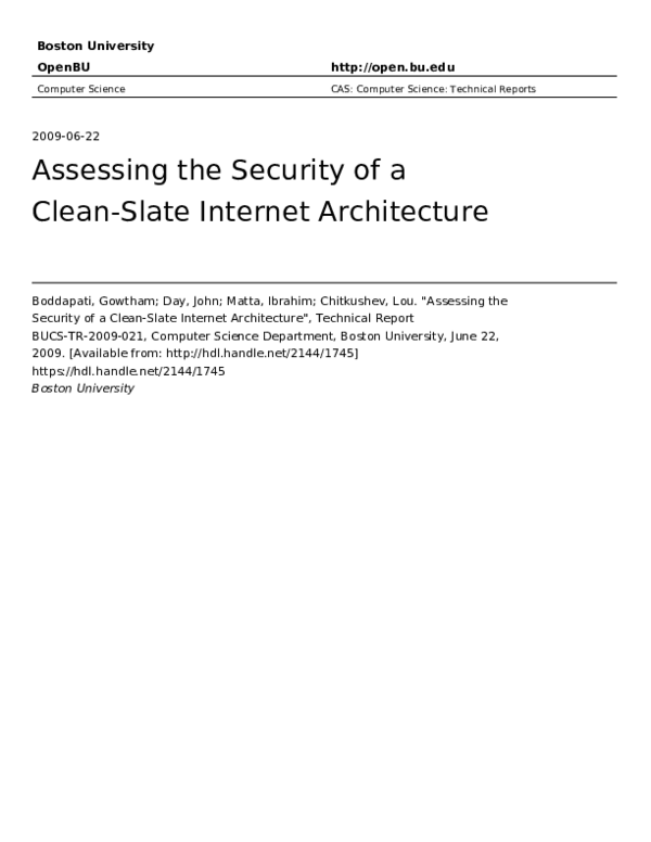 (PDF) Assessing the security of a clean-slate Internet architecture