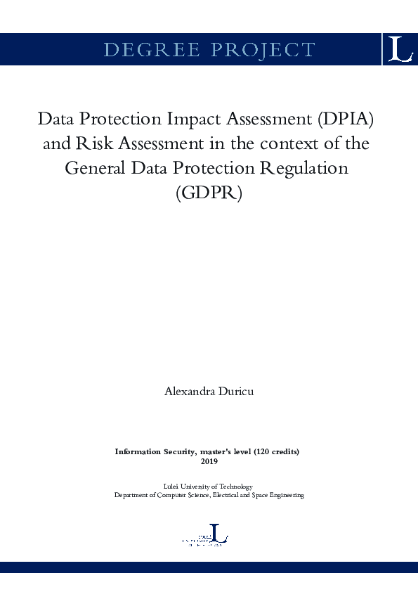 (PDF) Data Protection Impact Assessment (DPIA) and Risk Assessment in ...