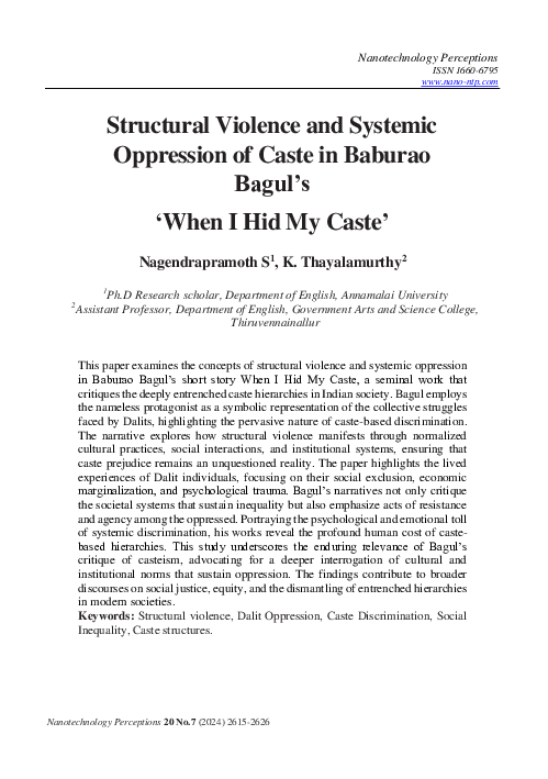 (PDF) Structural Violence and Systemic Oppression of Caste in Baburao ...