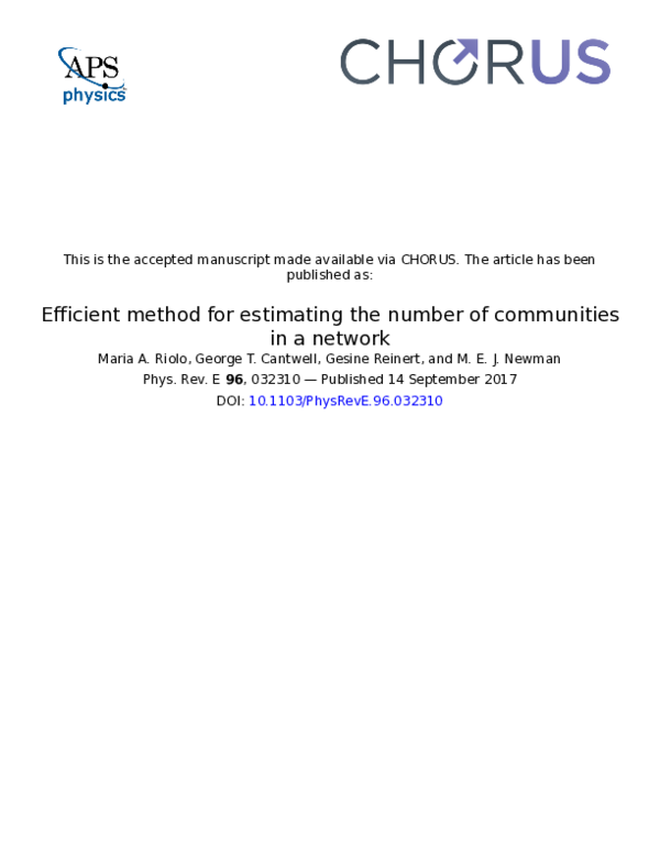 (PDF) Efficient method for estimating the number of communities in a network