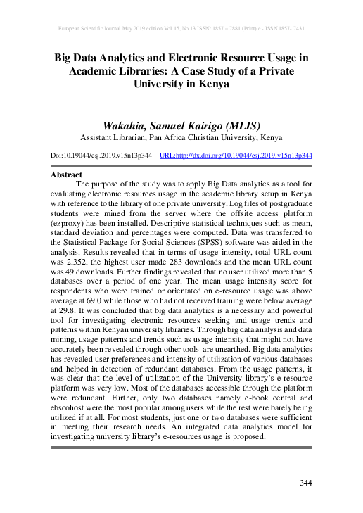 (PDF) Big Data Analytics and Electronic Resource Usage in Academic Libraries: A Case Study of a ...