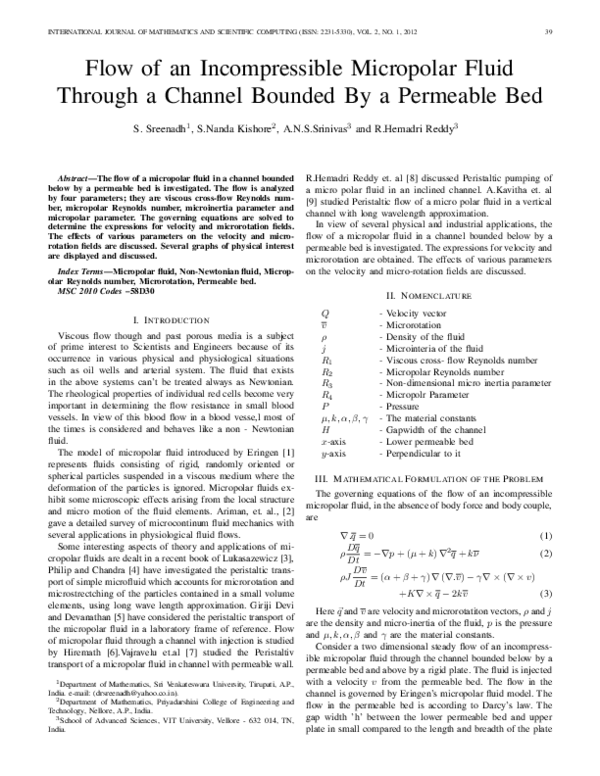 (PDF) Flow of an Incompressible Micropolar Fluid Through a Channel ...