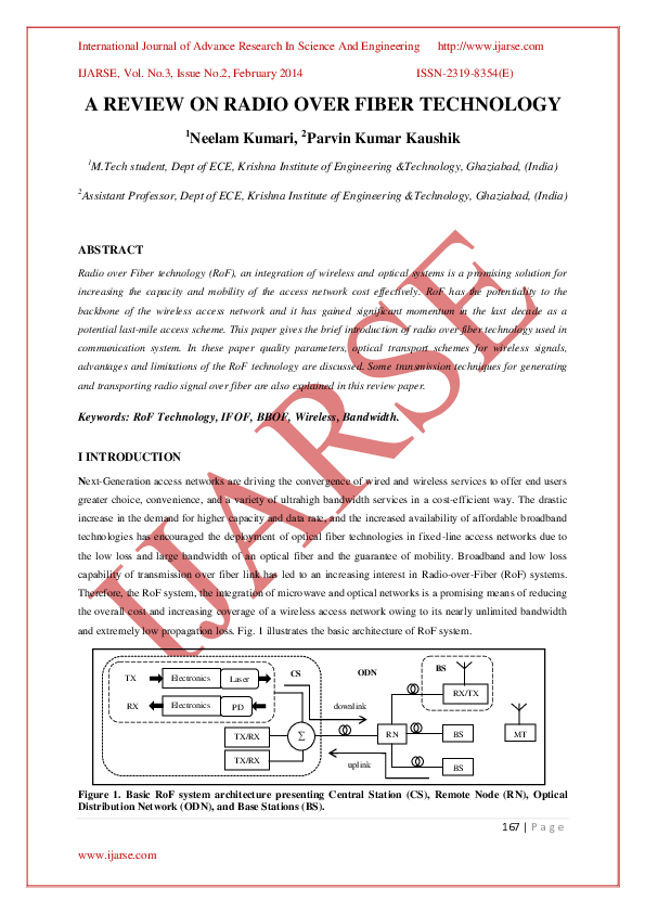 (PDF) A Review on Radio Over Fiber Technology