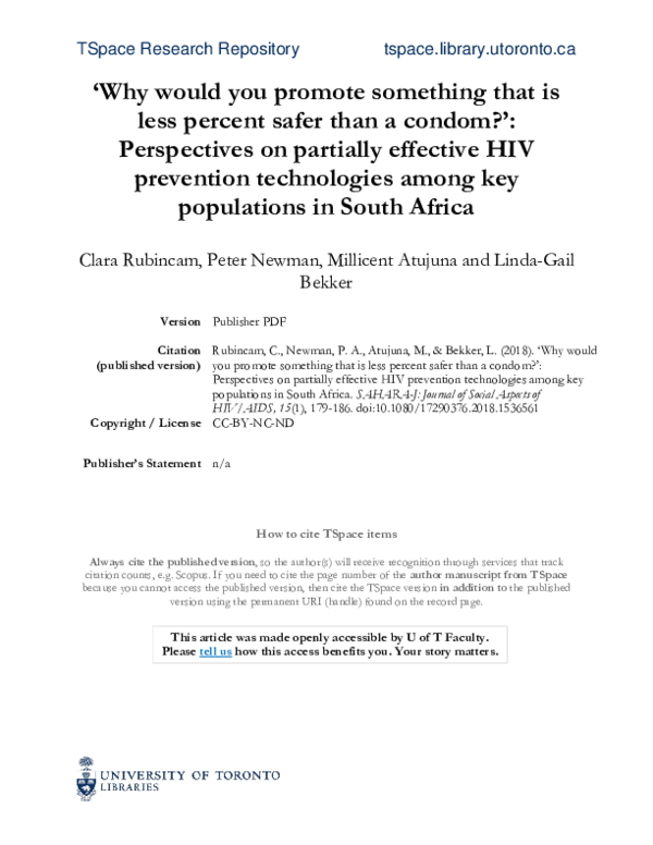 (PDF) ‘Why would you promote something that is less percent safer than ...