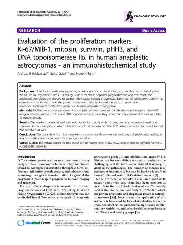 (PDF) Evaluation of the proliferation markers Ki-67/MIB-1, mitosin ...