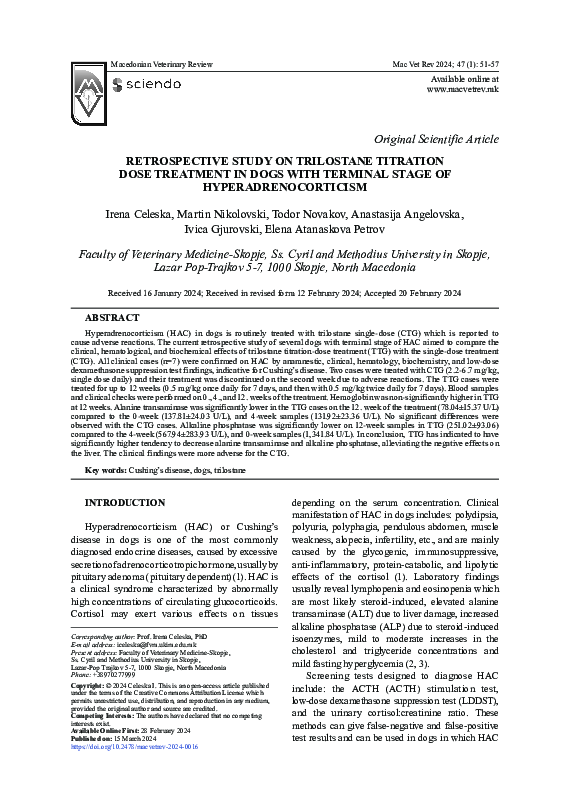 (PDF) Retrospective Study on Trilostane Titration Dose Treatment in ...