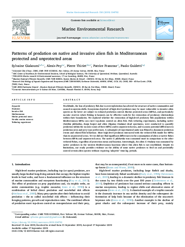(PDF) Patterns of predation on native and invasive alien fish in ...