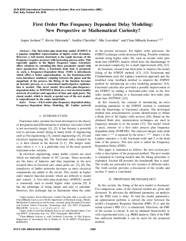 (PDF) First Order Plus Frequency Dependent Delay Modeling: New ...