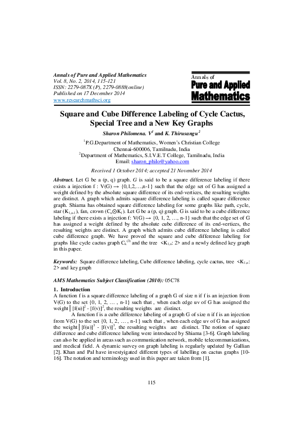 (PDF) Square and Cube Difference Labeling of Cycle Cactus, Special Tree ...