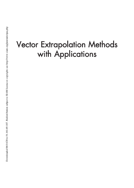 (PDF) Vector Extrapolation Methods with Applications
