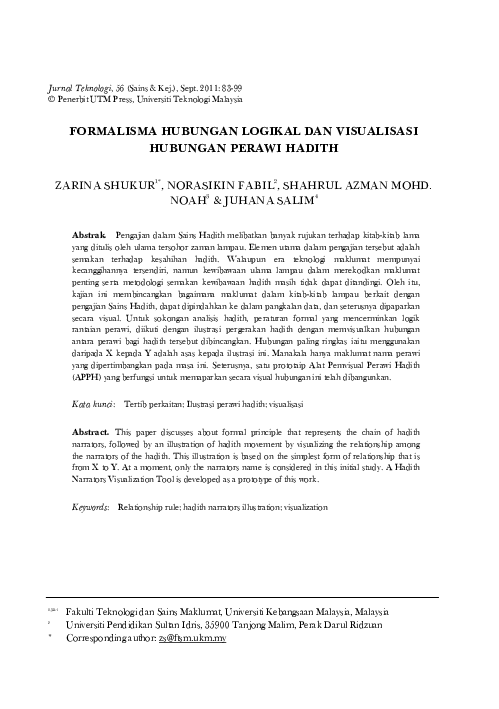 (PDF) Formalisma Hubungan Logikal Dan Visualisasi Hubungan Perawi Hadith