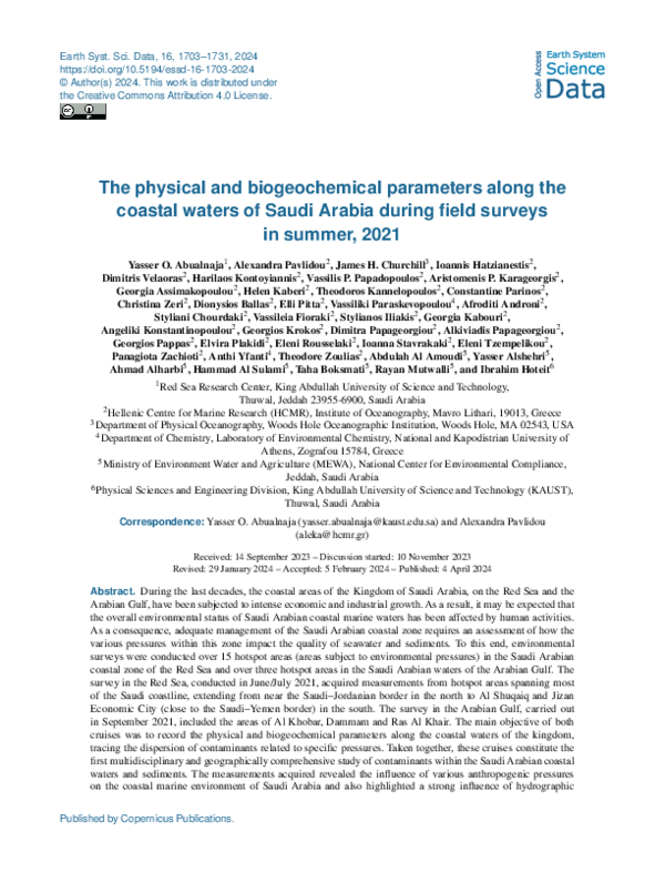 (PDF) The Physical and Biogeochemical Parameters along the Coastal Waters of Saudi Arabia during ...