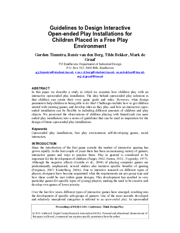 (PDF) Guidelines to design interactive open-ended play installations ...