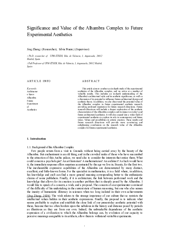 (PDF) Significance and Value of the Alhambra Complex to Future ...