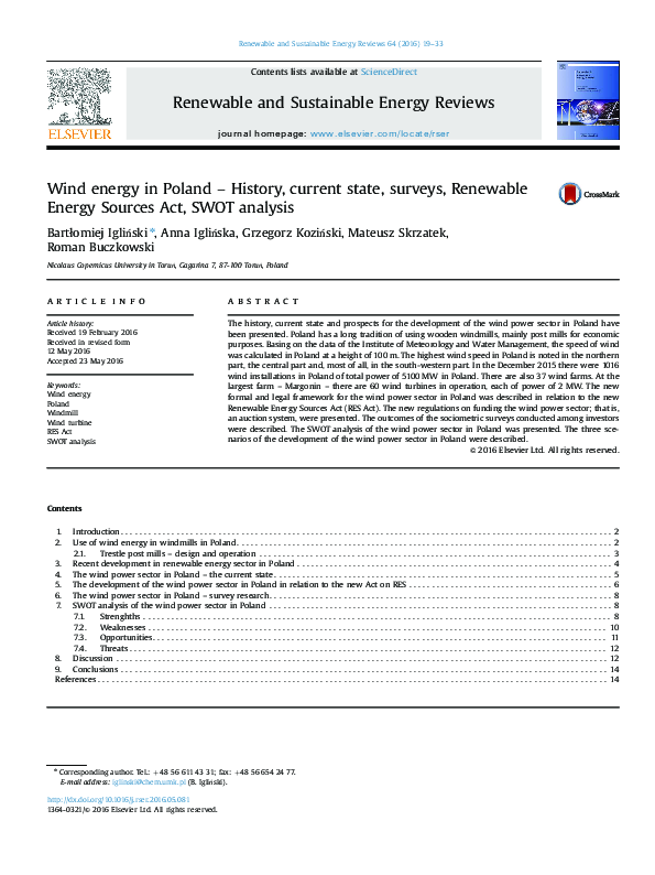 (PDF) Wind energy in Poland – History, current state, surveys ...