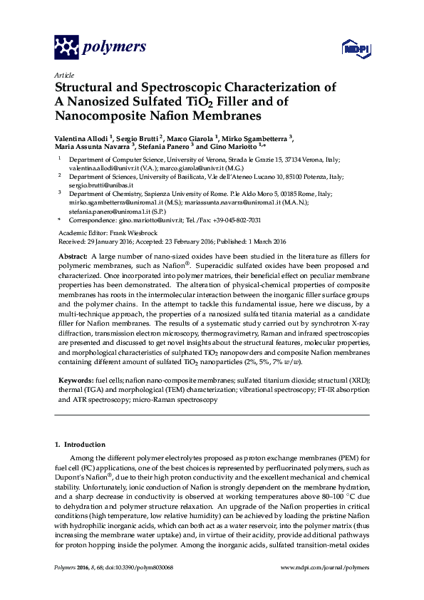 (PDF) Structural and Spectroscopic Characterization of A Nanosized Sulfated TiO2 Filler and of ...