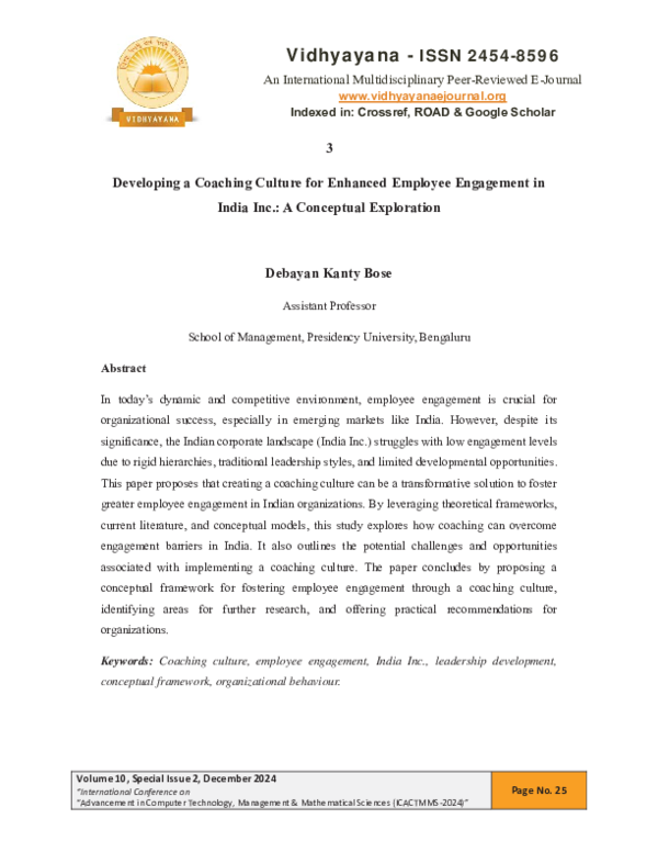 (PDF) Developing a Coaching Culture for Enhanced Employee Engagement in