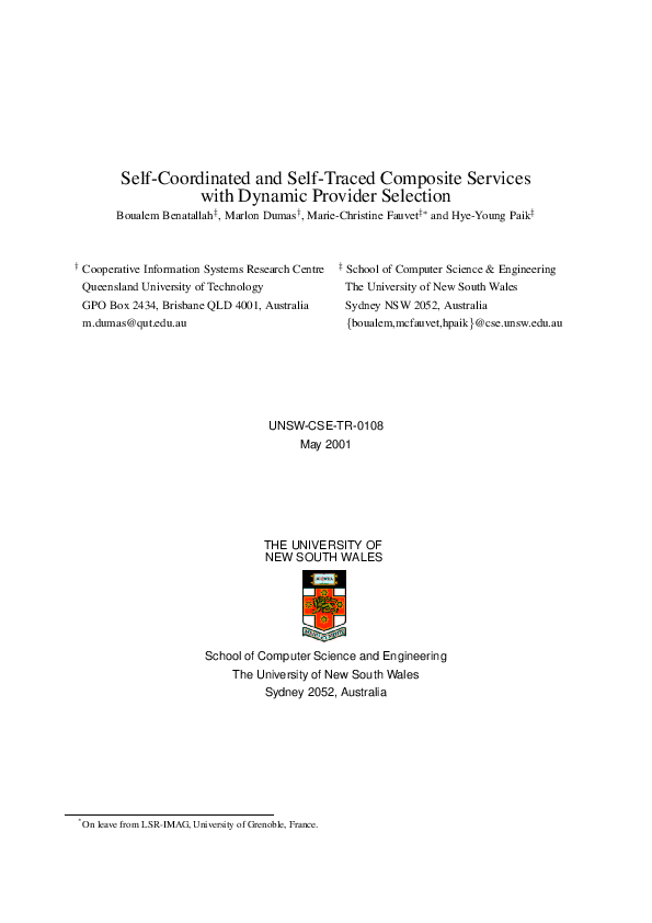 (PDF) Self-coordinated and self-traced composite services with dynamic provider selection